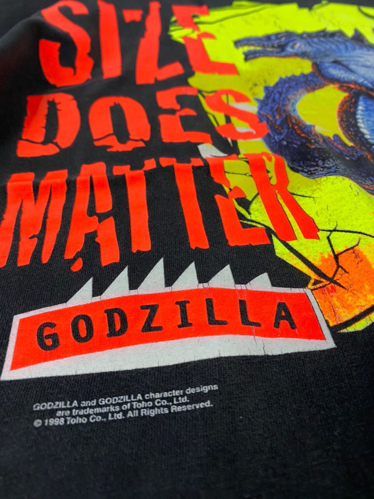 Vintage 90s 1998 Godzilla Size Does Matter Big Image Rare Design ...