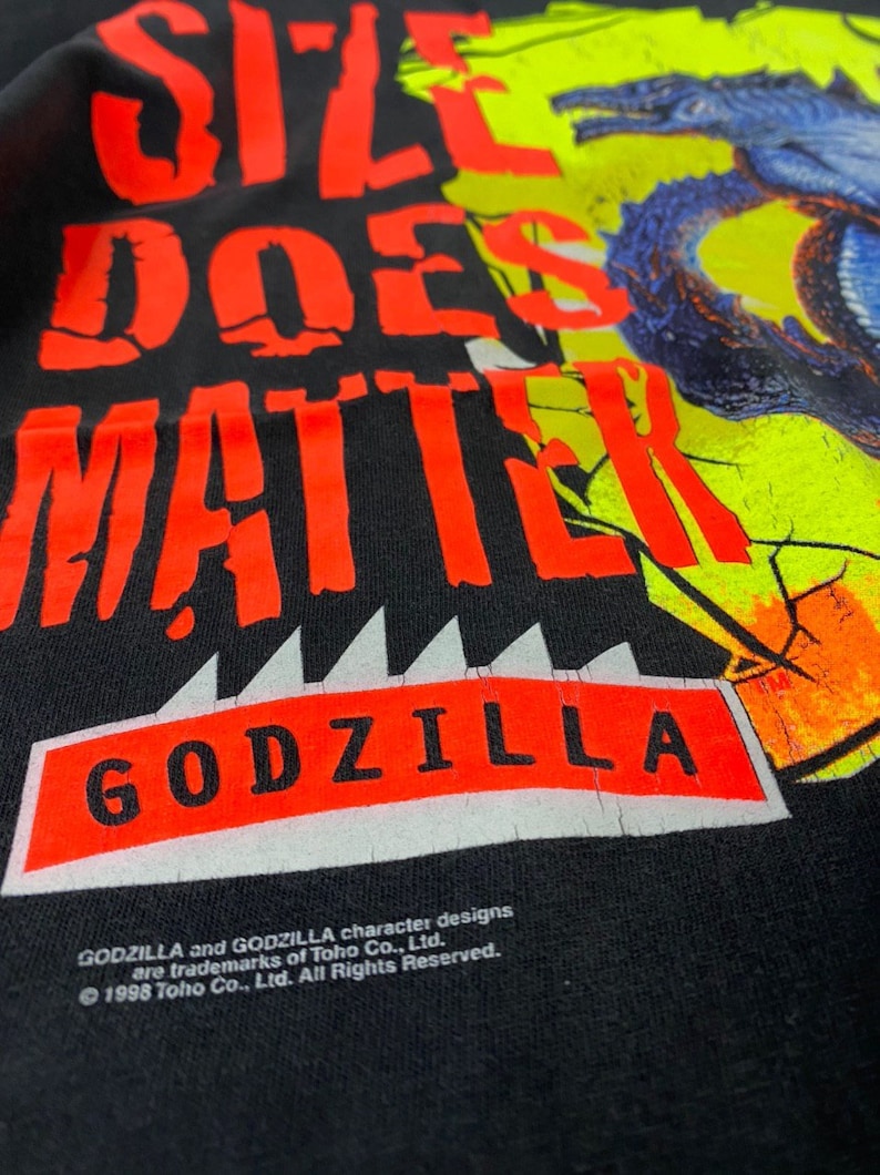 Vintage 90s 1998 Godzilla Size Does Matter Big Image Rare Design ...