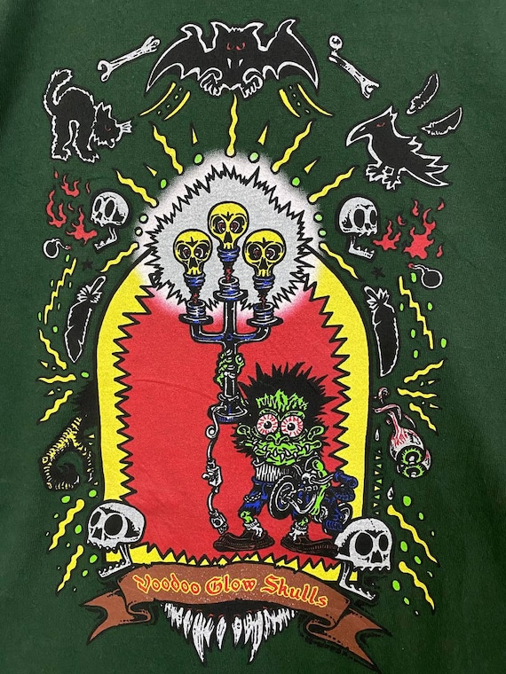 Vintage 90s VOODOO GLOW SKULLS artwork drawing americ… - Gem