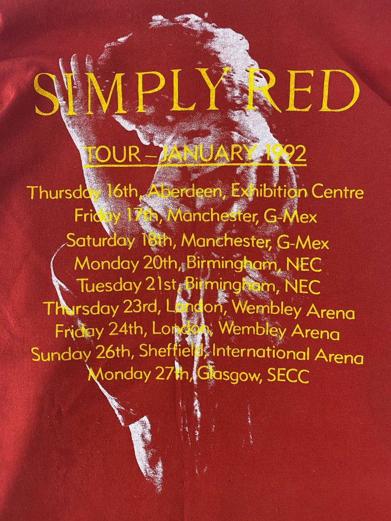 Vintage 90s 1992 Simply Red Big Image Rare Design British Soul and Pop ...