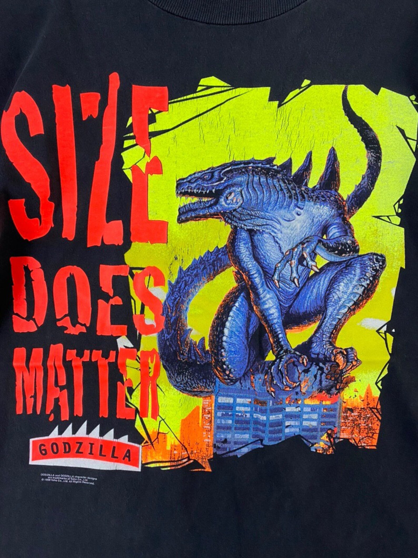 Vintage 90s 1998 Godzilla Size Does Matter Big Image Rare Design ...