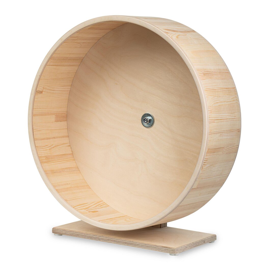 14" (355mm) Big Wood Running Wheel, Exercise Wheel, Mounted on Stand ...