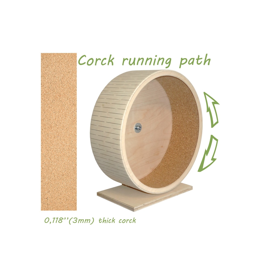 13" (338mm) Big Wood Running Wheel, Exercise Wheel, Mounted on Hinged ...