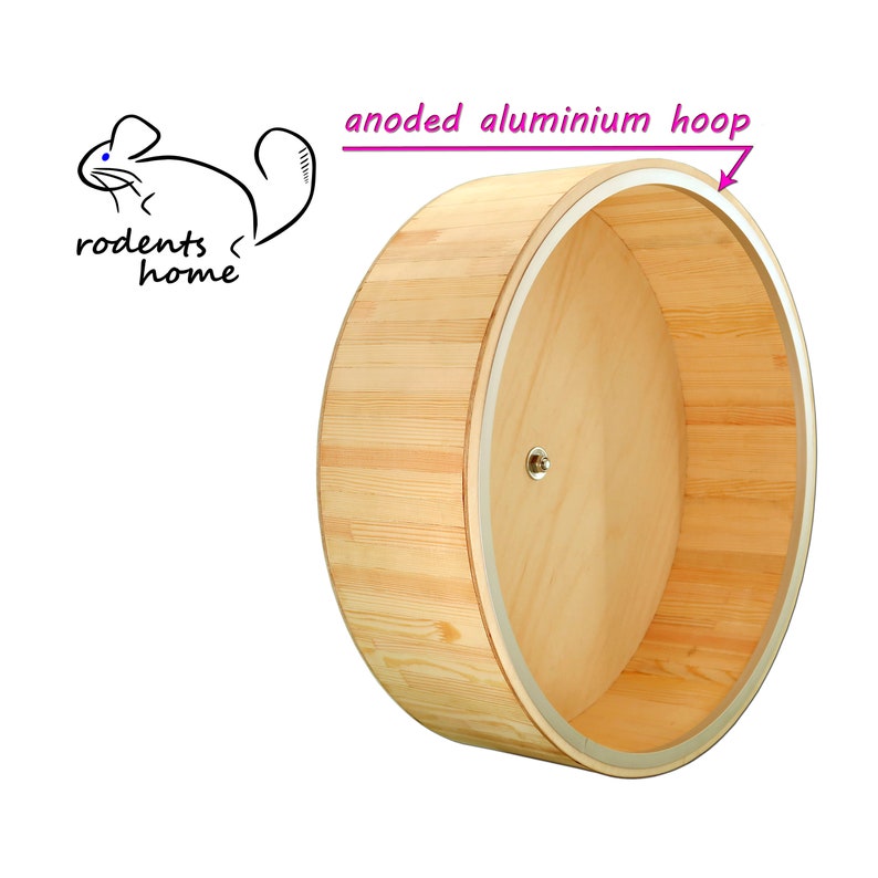 12" Wooden Chinchilla Exercise Wheel, Quiet Ball Bearing, Aluminium ...