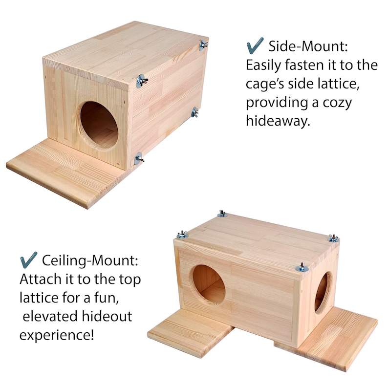 Hanging Chinchilla Tunnel & Hideout – Kiln-dried Pine, Extra Ledge ...