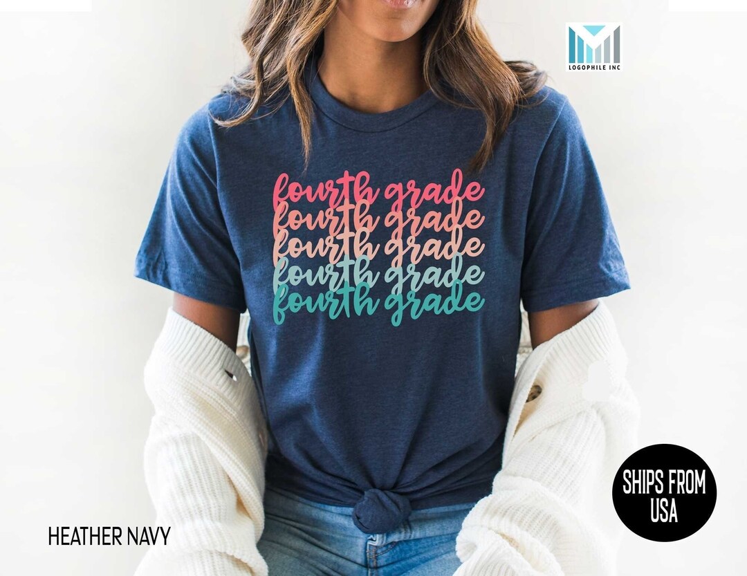 Retro Fourth Grade Teacher Shirt, Cute 4th Grade Teacher Tshirt ...