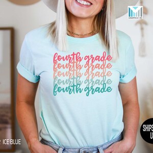 Retro Fourth Grade Teacher Shirt, Cute 4th Grade Teacher Tshirt ...