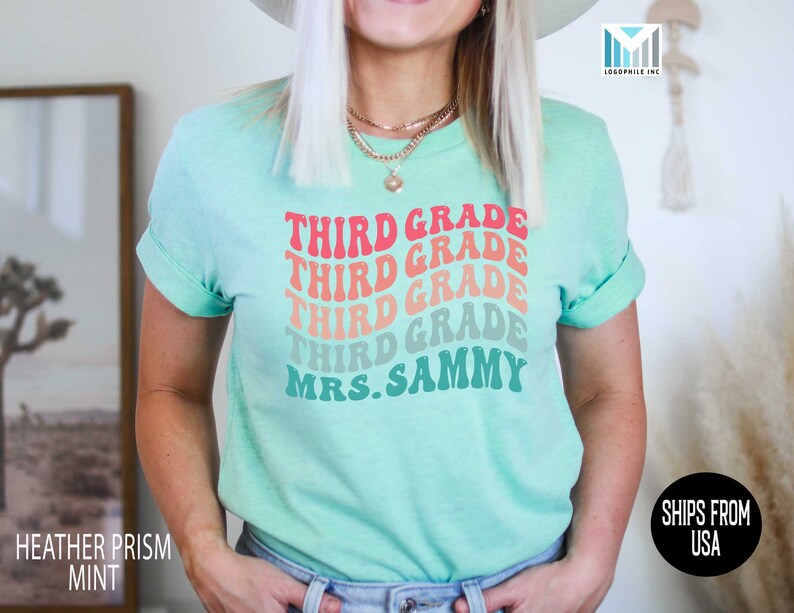 Custom 3rd Grade Teacher Shirt With Name Personalized Third Etsy