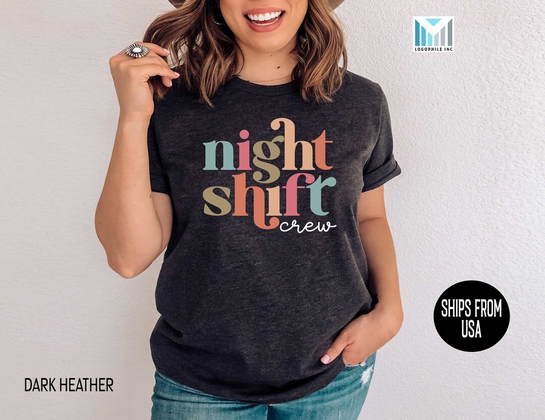 Colourful Night Shift Nurse Crew Shirt, Cute PCU Nurse Tees, Night ...