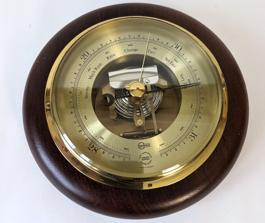 Vintage Barigo Aneroid Barometer Wood and Brass Wall Weather Station ...