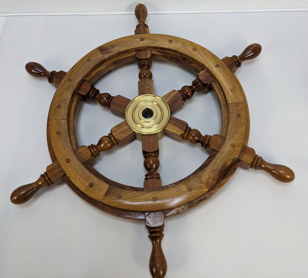 Vintage Wooden Ship Wheel 20 Inch Nautical Marine Wheel Home or Wall ...