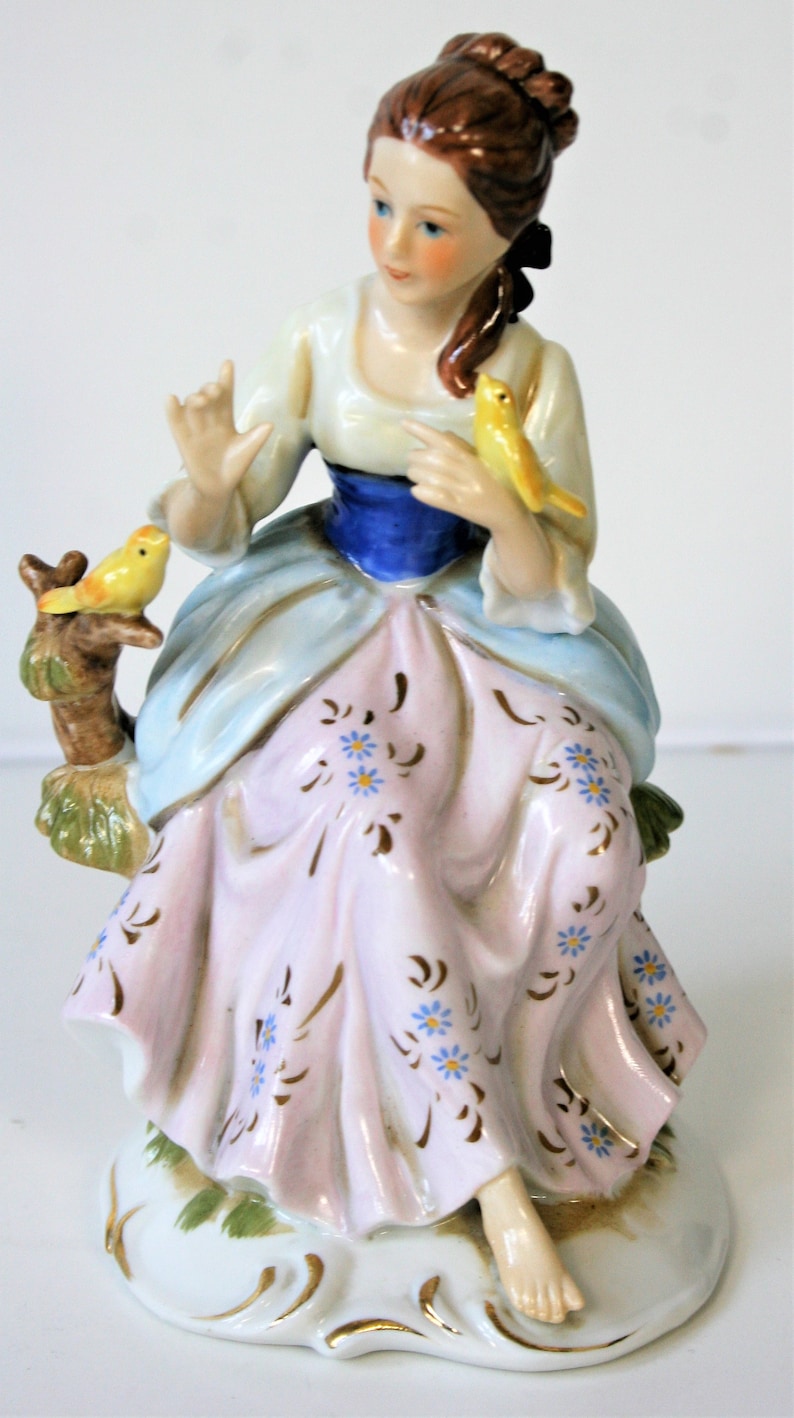 Vintage Enesco Maruri Porcelain Figurine 'girl With Yellow - Etsy