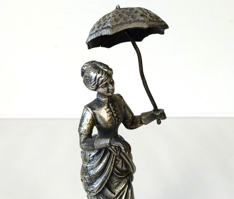Victorian Lady With Umbrella Cast Metal Sculpture on Marble - Etsy