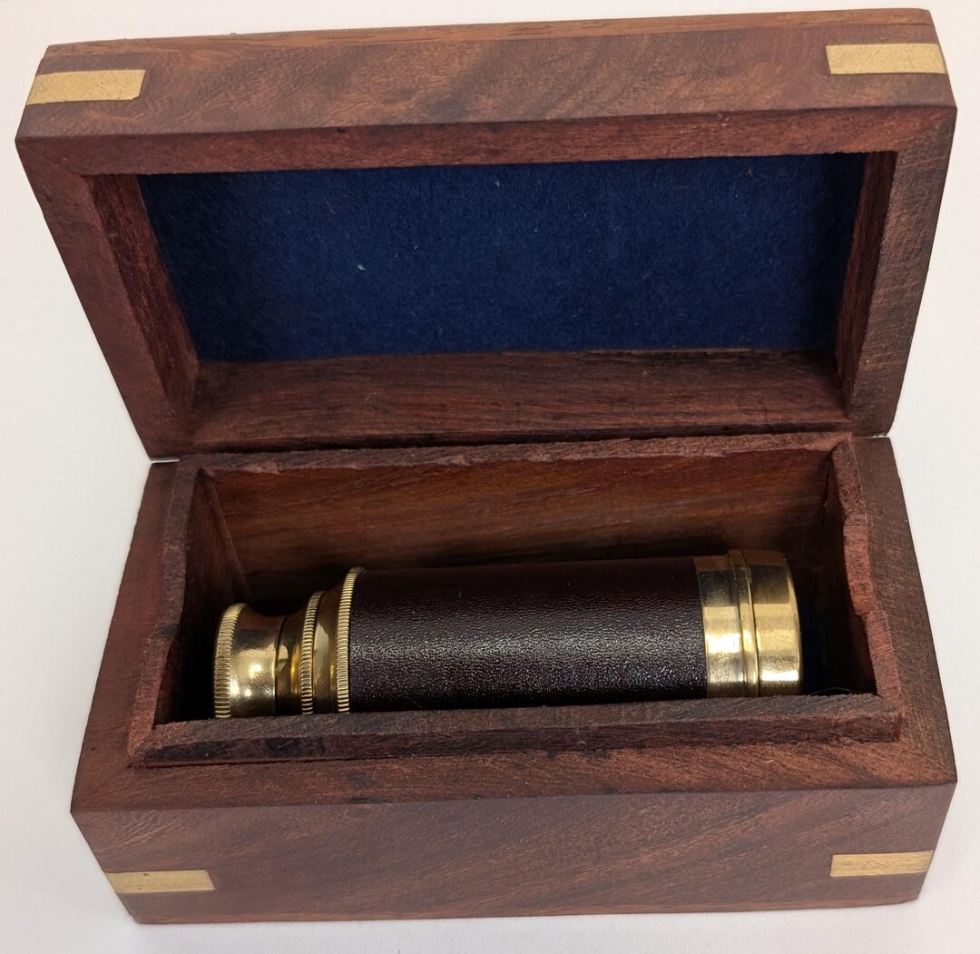 Vintage Brass Naval Telescope in the Wooden Box Hand Held Extending to ...