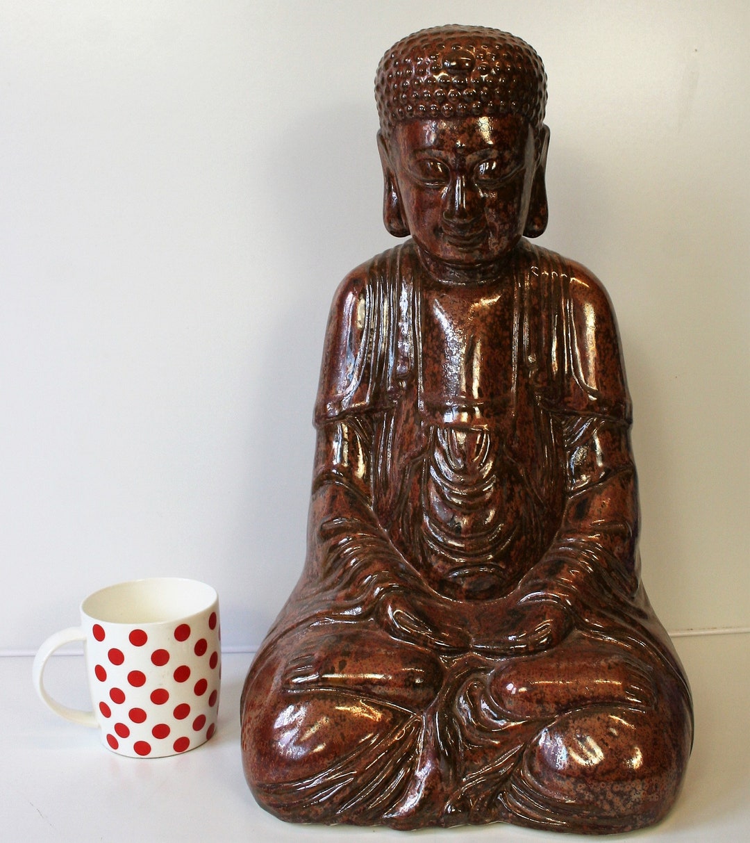 Vintage Meditating Buddha Sculpture Ceramic Buddhist Statue, Large 17in ...
