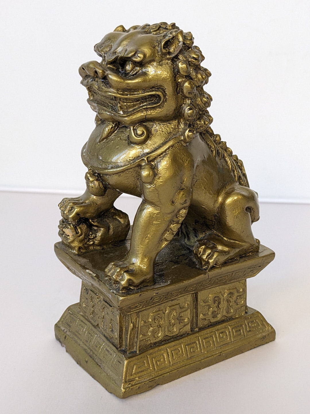 Vintage Chinese Imperial Guardian Lion Fu Foo Dog Sculpture Feng Shui ...