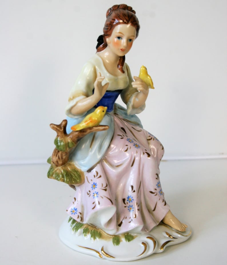 Vintage Enesco Maruri Porcelain Figurine 'girl With Yellow - Etsy