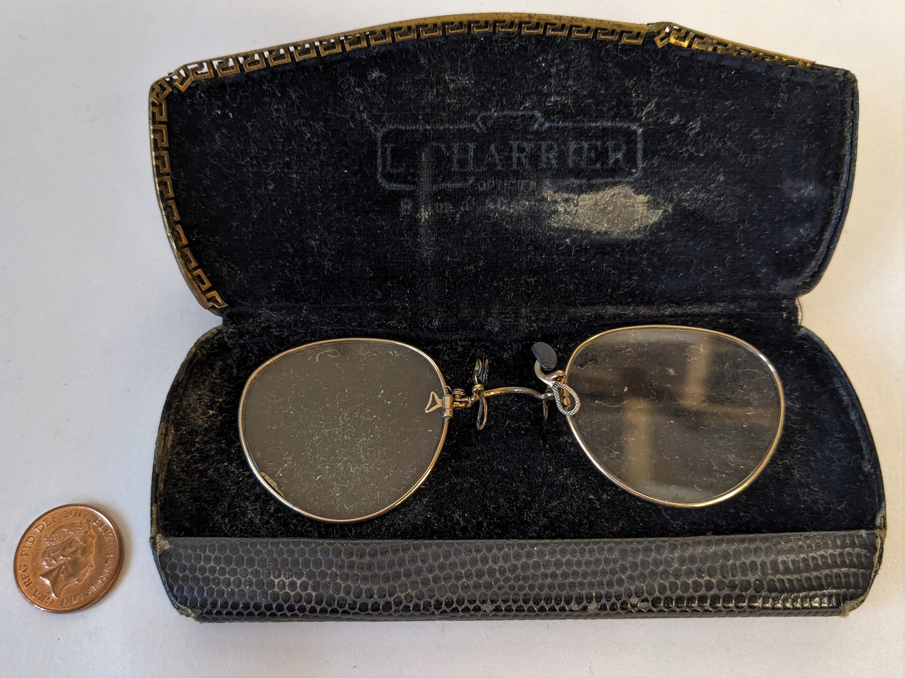 Antique 1920s Pince Nez Pinch Nose Glasses Spectacles With Case Frames ...