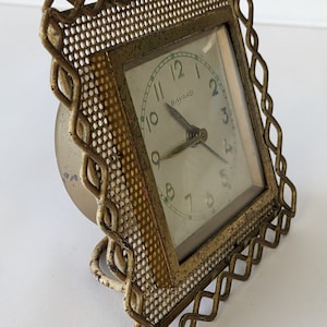 Vintage Bayard Alarm Desk Clock Made in France Gold Painted Metal ...