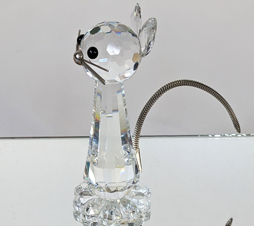 Vintage Miniature Swarovski Crystal Cat Figurine Signed on Base 3in ...