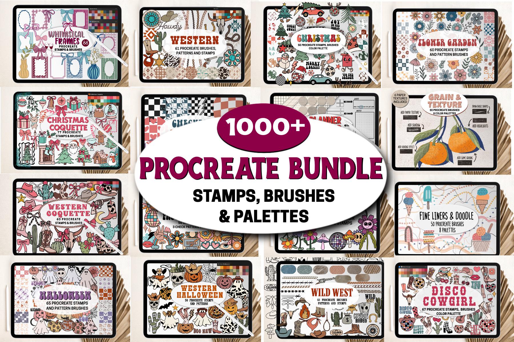 1000+ Procreate Brushes, Stamps, Patterns, Palettes Bundle | Western ...