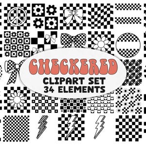 Checkered Clipart PNG - Check Background Daisy Bows Bolt Circle ...