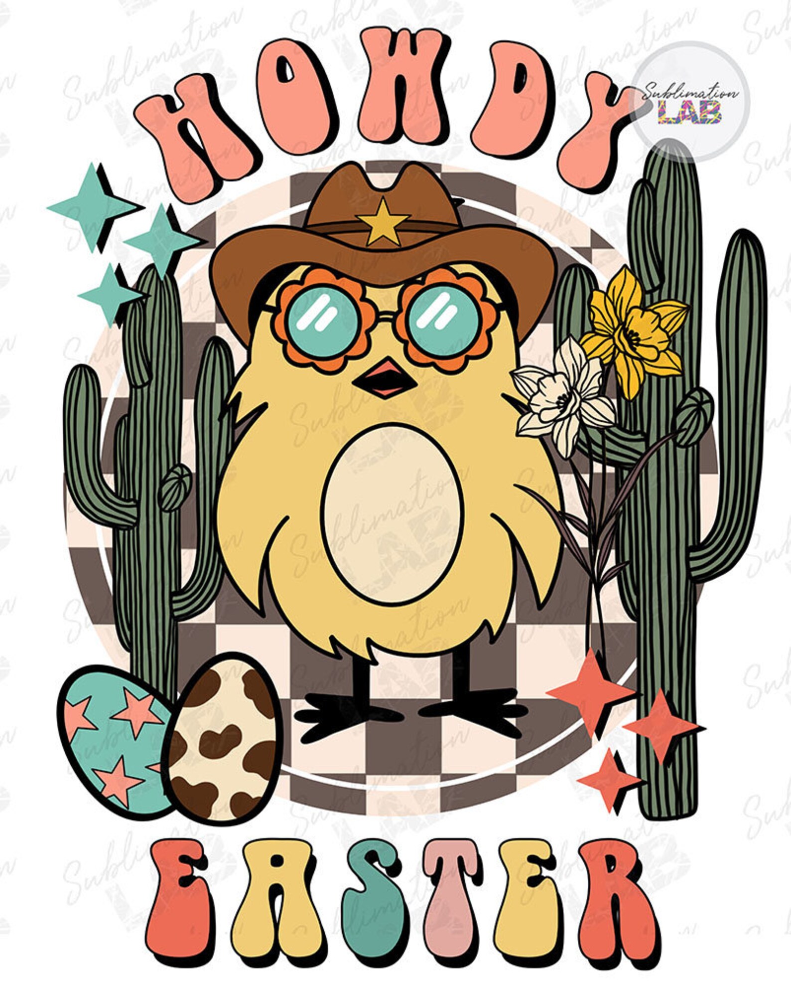 Howdy Easter PNG Sublimation Design Groovy Chick Western - Etsy