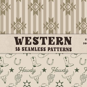 Western Seamless Patterns PNG Digital Paper 12x12 | Wild West ...