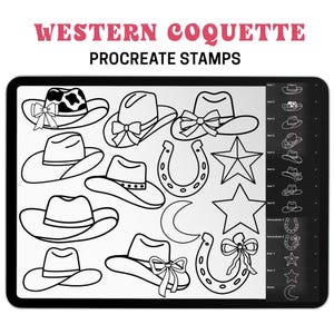 Western Coquette Procreate Stamps Brushes Bows Cowgirl | Procreate ...