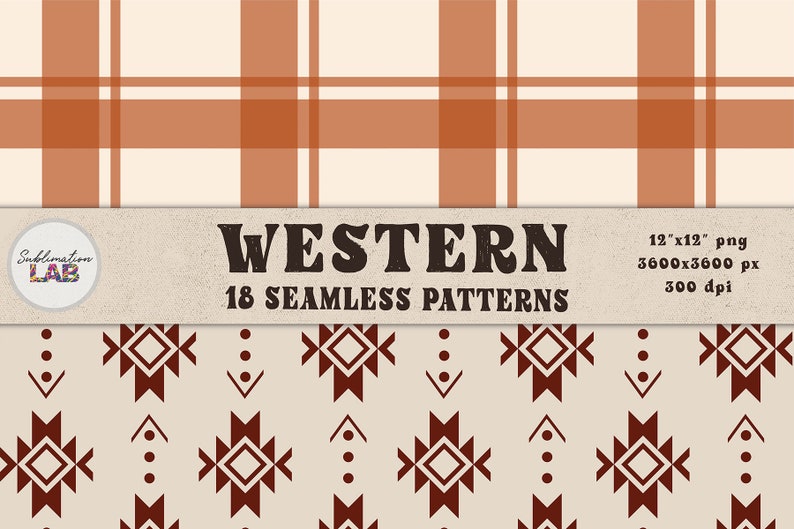 Western Seamless Patterns PNG Digital Paper 12x12 | Wild West ...