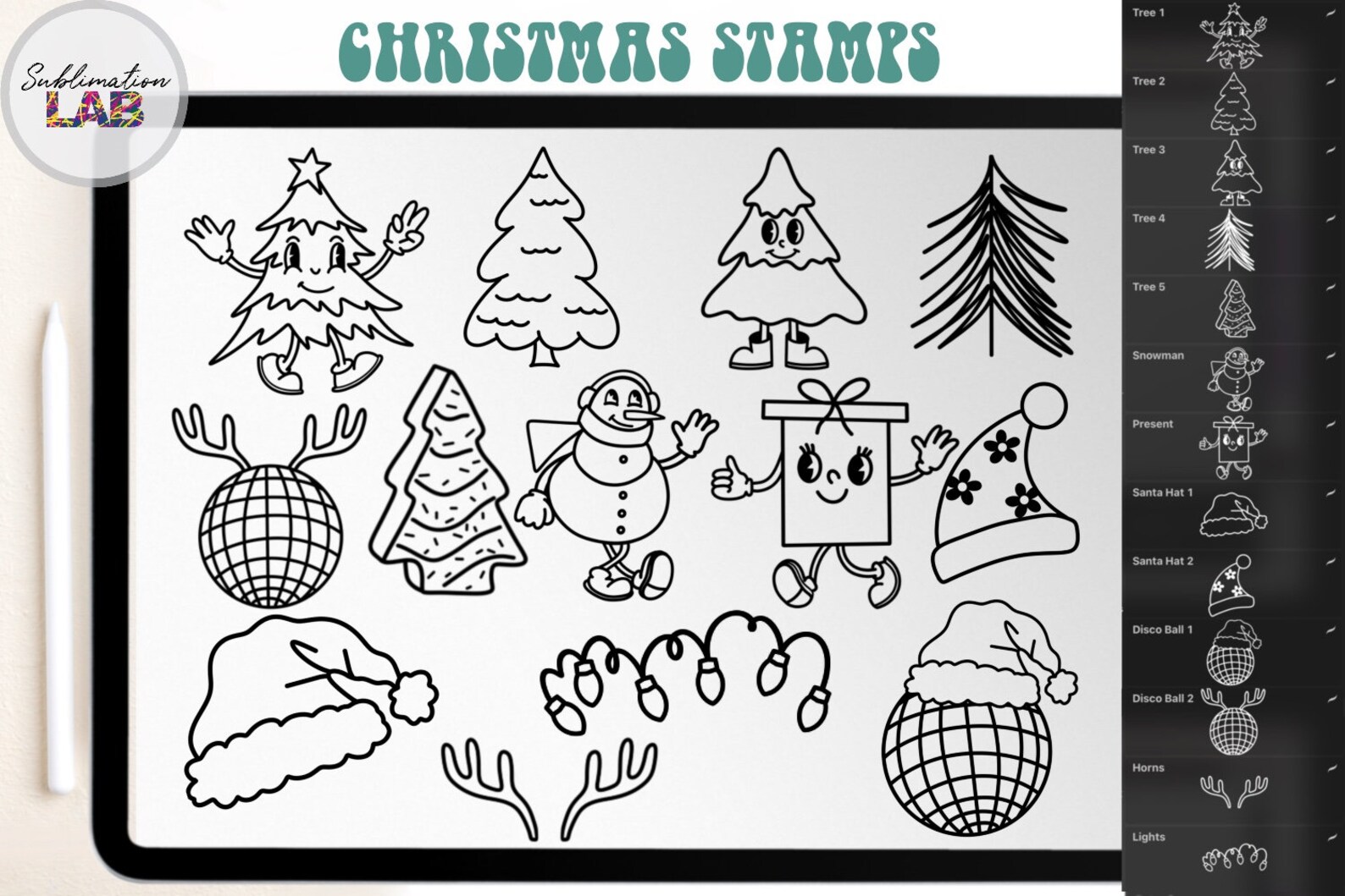 Procreate Christmas Stamps, Pattern Brushes and Color Palette ...