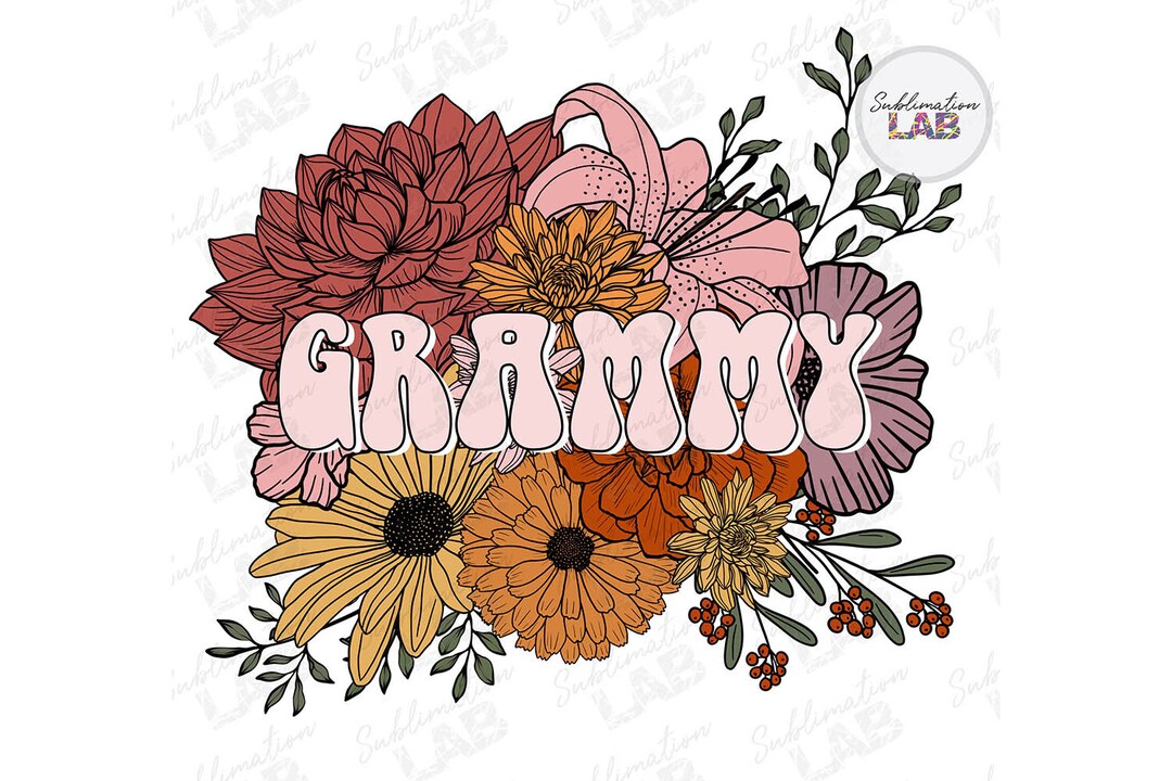 Grammy Floral PNG: Boho Bouquet Sublimation Design (digital Download ...