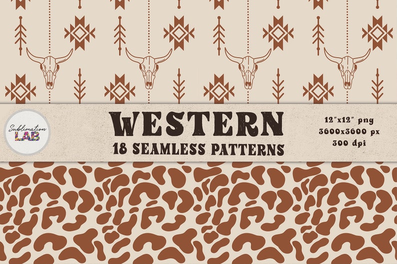 Western Seamless Patterns PNG Digital Paper 12x12 | Wild West ...