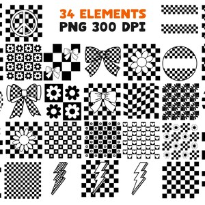 Checkered Clipart PNG - Check Background Daisy Bows Bolt Circle ...