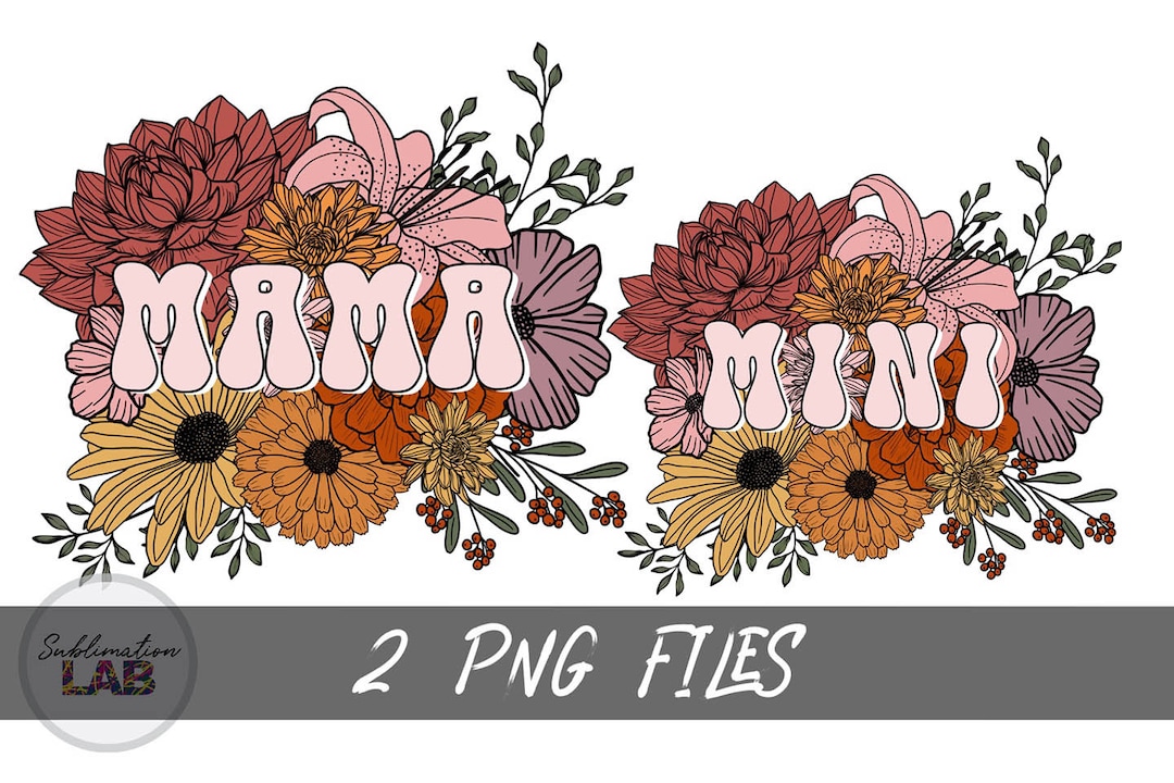 Mama Mini PNG Sublimation Design | Floral Boho Mama and Mini DTG Tshirt ...