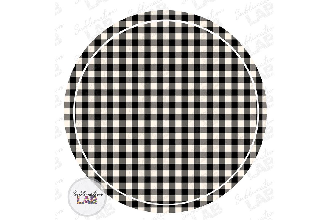 Buffalo Plaid Black and White Christmas Circle Background Sublimation ...