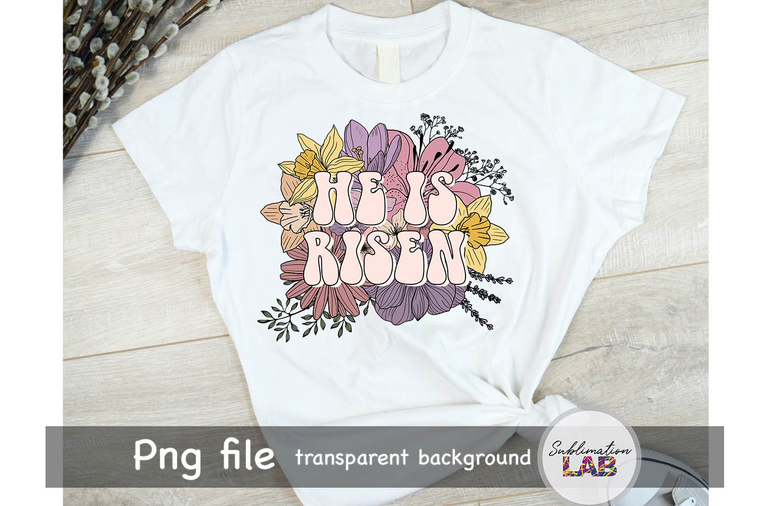 He is Risen Easter PNG Sublimation Design Floral Boho Spring - Etsy