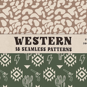 Western Seamless Patterns PNG Digital Paper 12x12 | Wild West ...