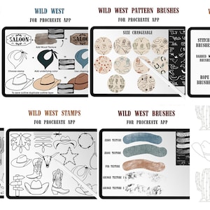 Western Procreate Stamps Brushes Bundle Procreate Patterns Cowboy ...