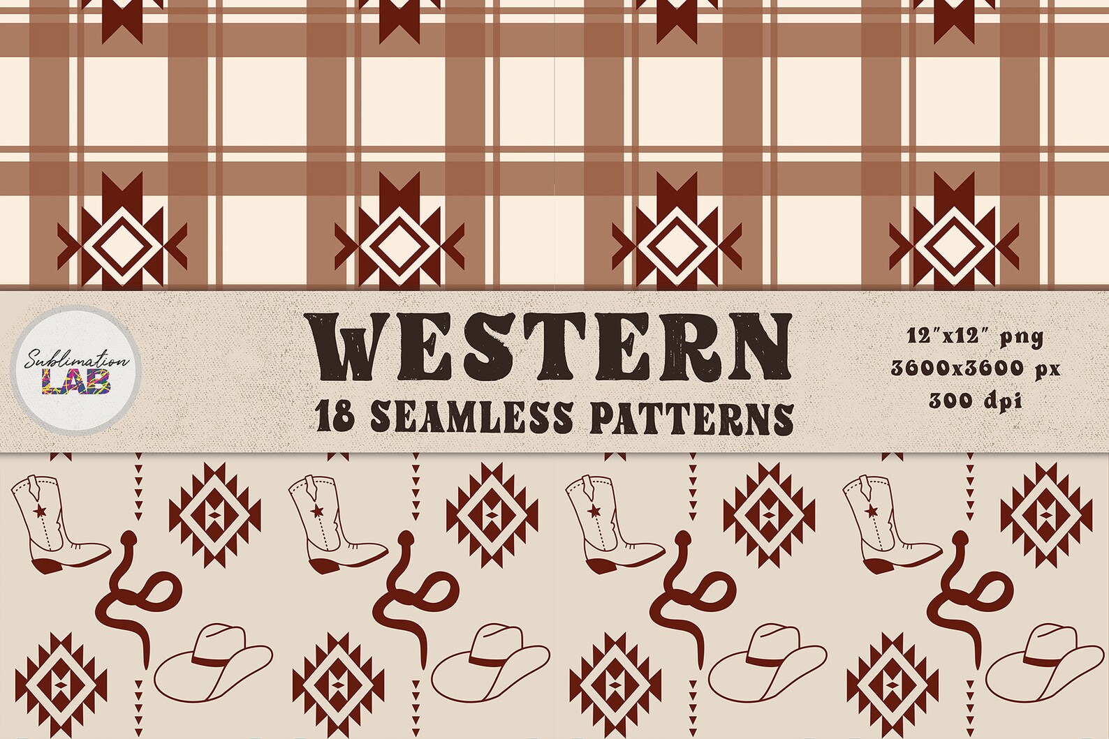 Western Seamless Patterns PNG Digital Paper 12x12 | Wild West ...