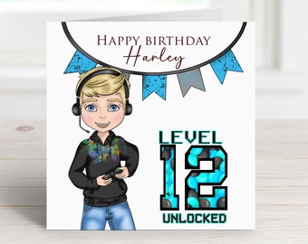 Gamer Birthday Card, Personalised Gaming Birthday Card, 12th Birthday ...