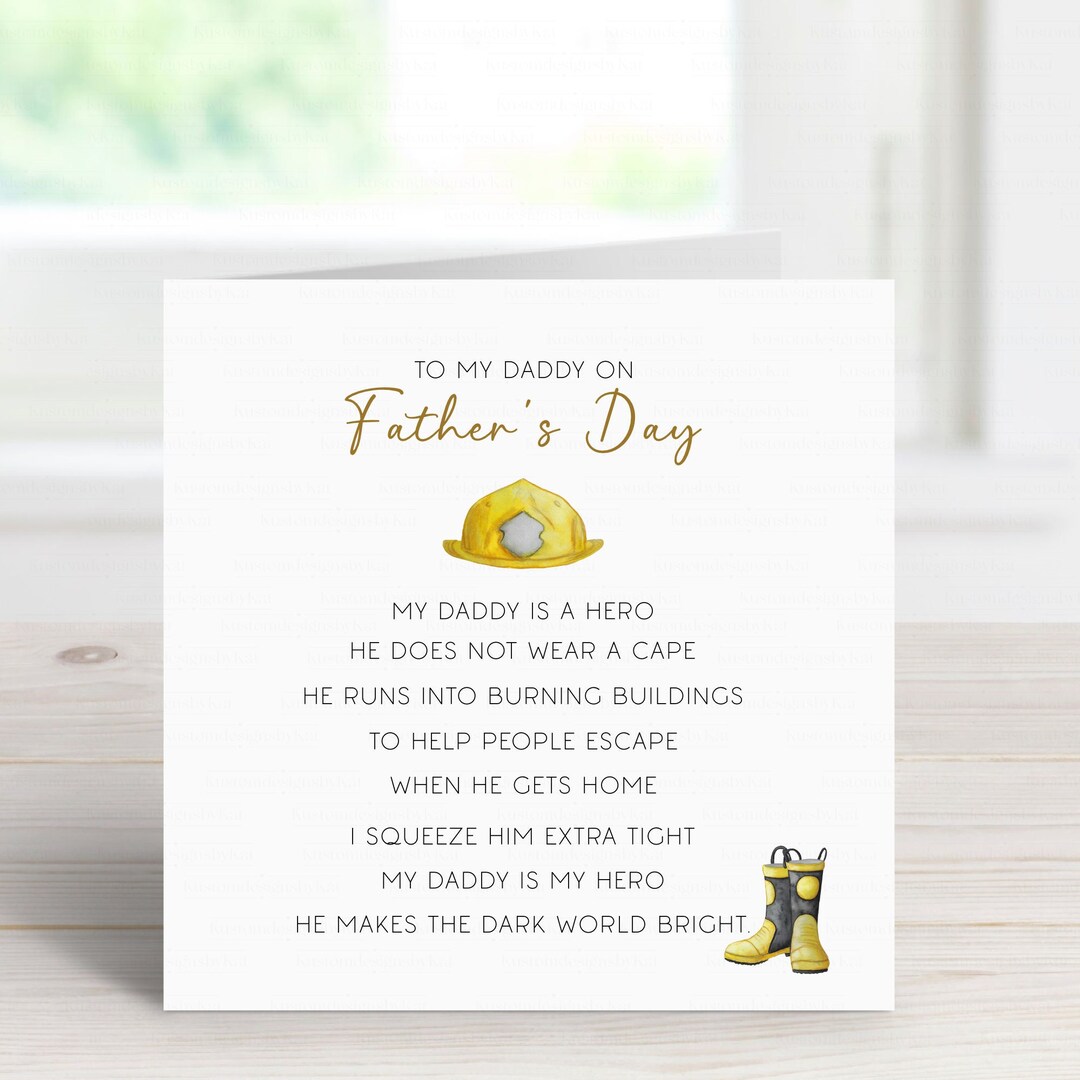 Firefighter Father's Day Card Card for Daddy - Etsy
