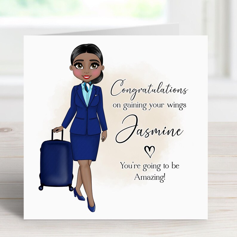 Personalised Flight Attendant New Job Card: Cabin Crew Congratulations ...