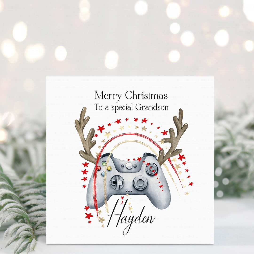 Gamer Christmas Card - Personalised Christmas Card for Son, Grandson or ...