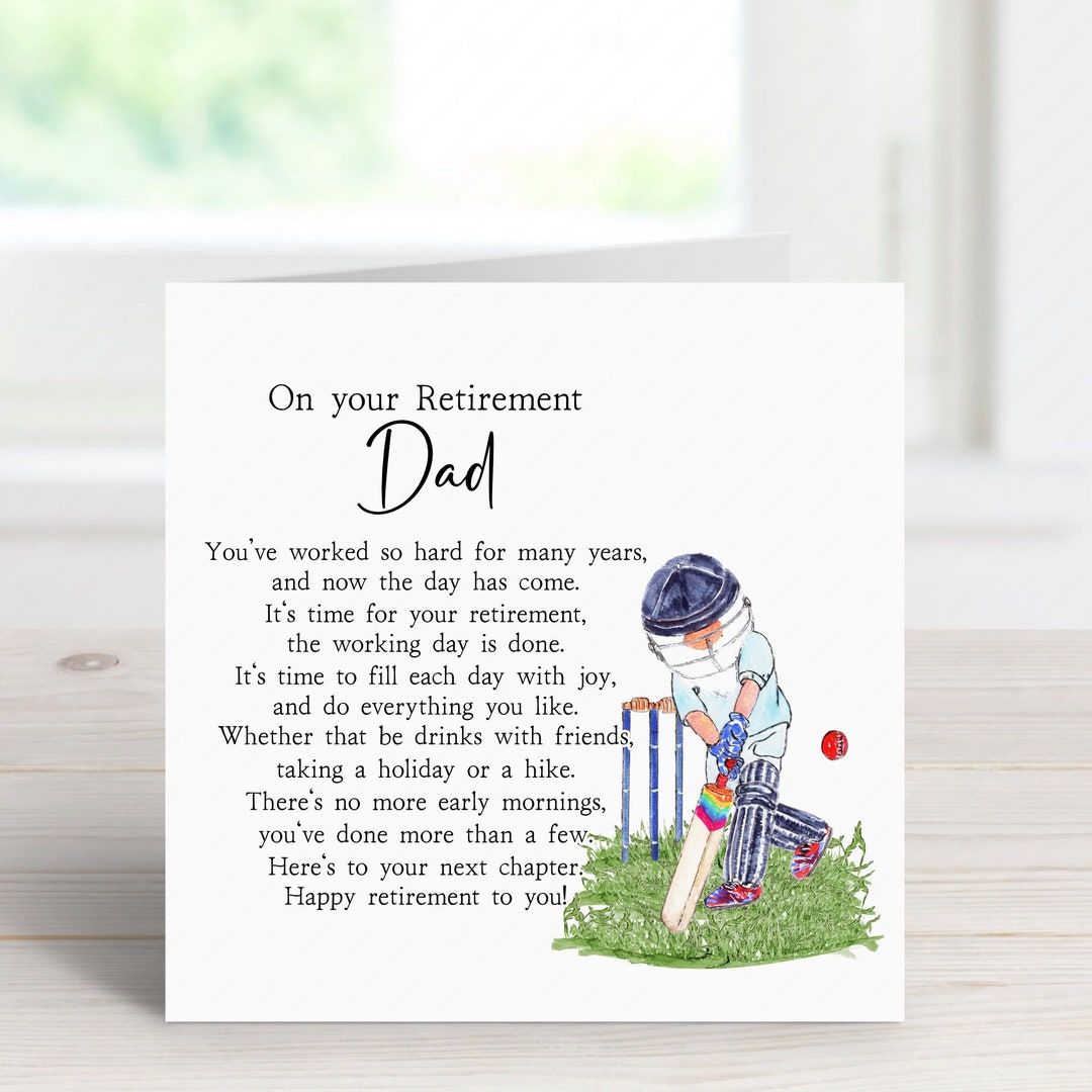 Personalised Retirement Card - Cricket Retirement Card for Him - Etsy