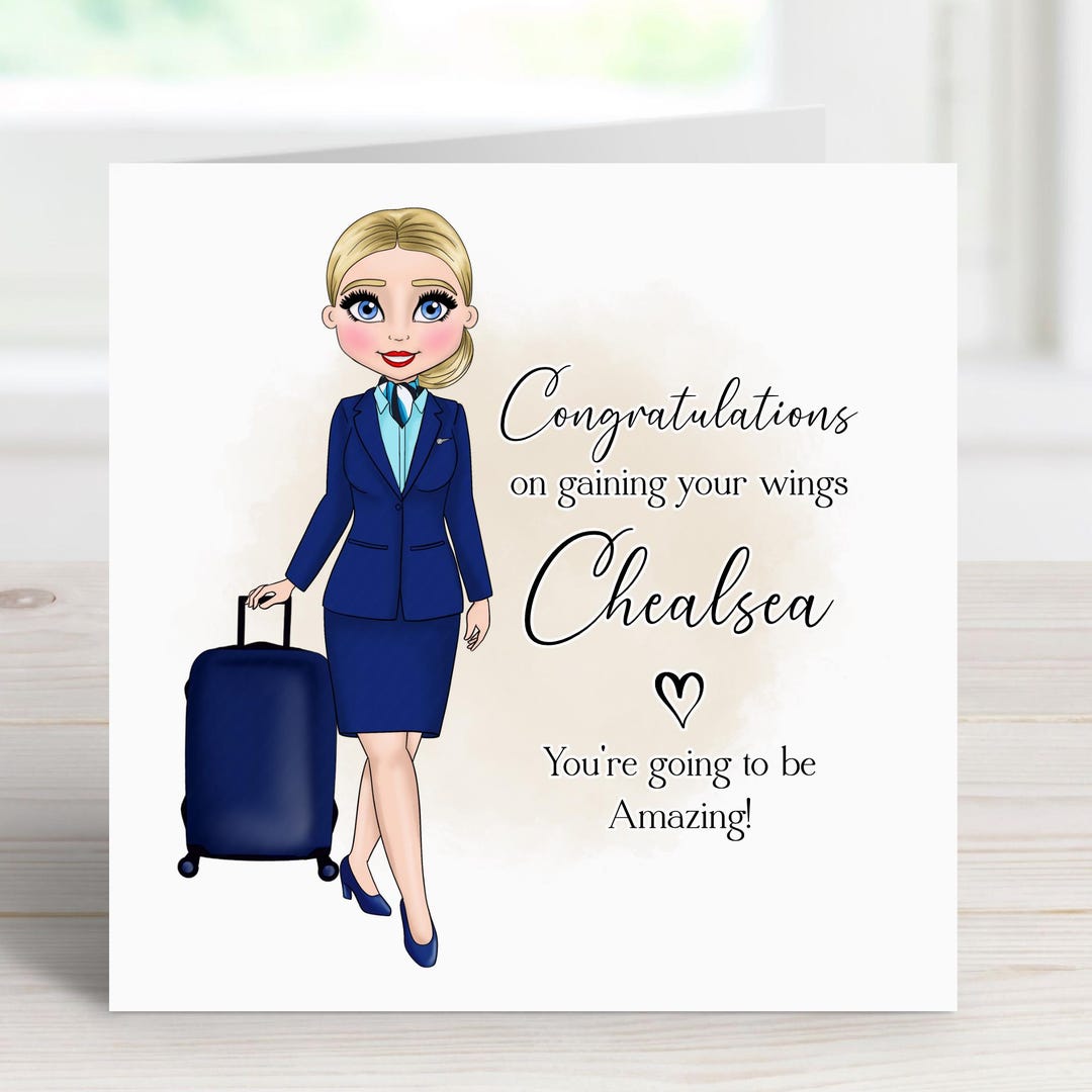 Personalised Flight Attendant New Job Card: Cabin Crew Congratulations ...