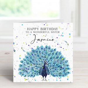 Personalised Peacock Birthday Card: Linen Textured Card - Etsy