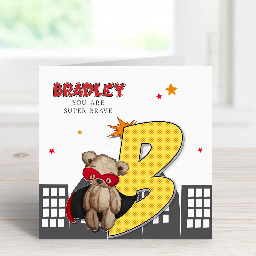 Super Bear Bravery Card - Personalised Kids Card - Etsy UK