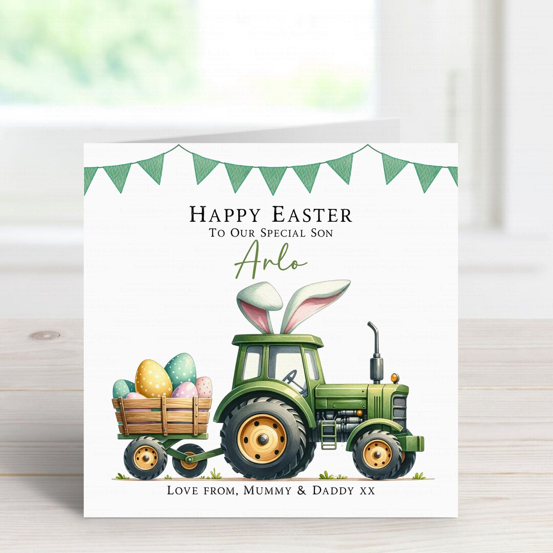 Personalised Easter Tractor Card Card for Grandson - Etsy UK