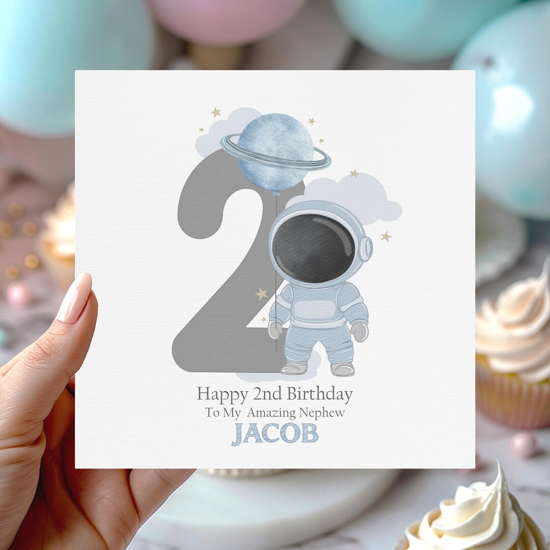 Astronaut Birthday Card - Space Themed Birthday Card for Son, Grandson ...